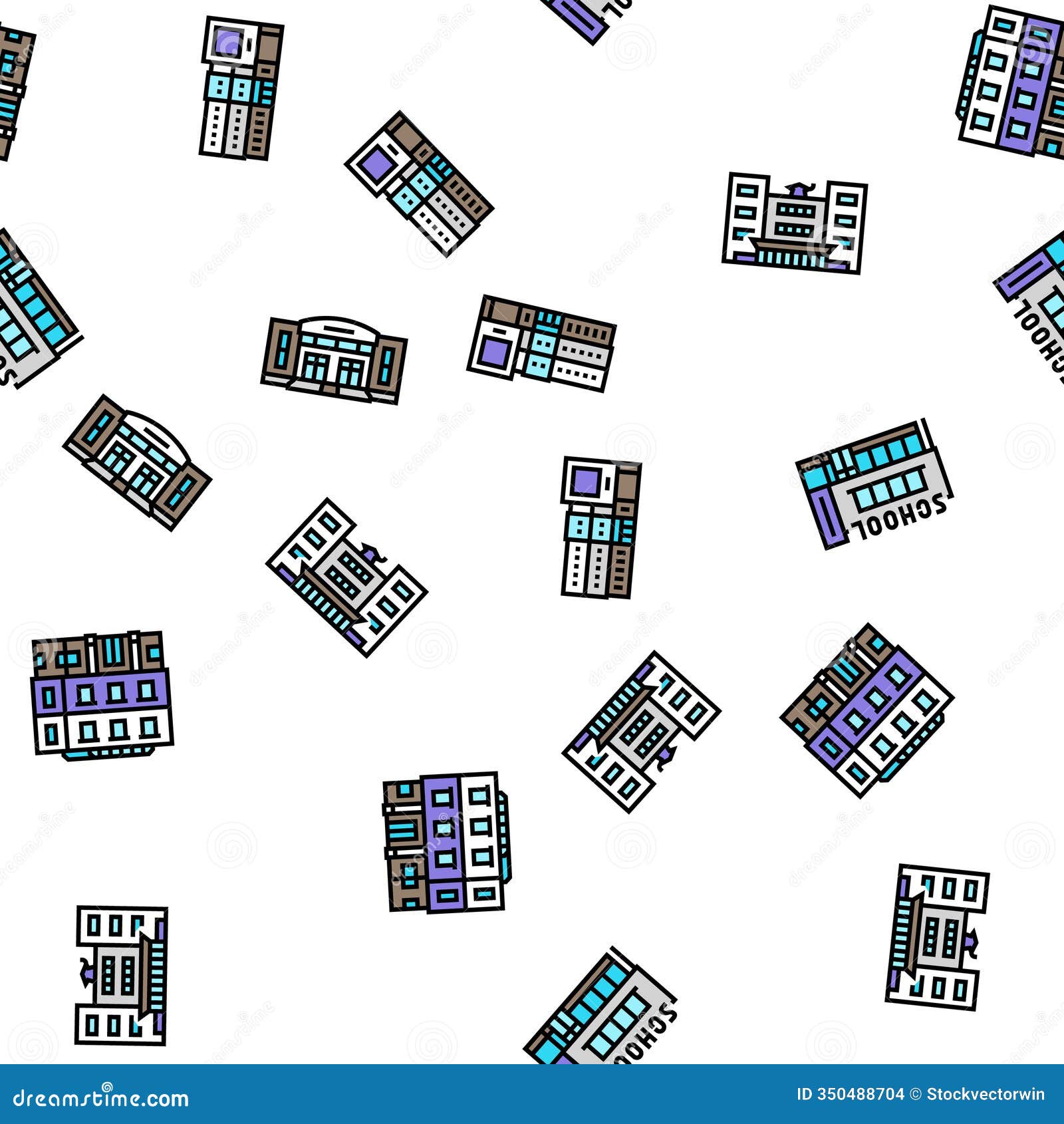 Building School Exterior Modern Seamless Pattern Vector Stock ...