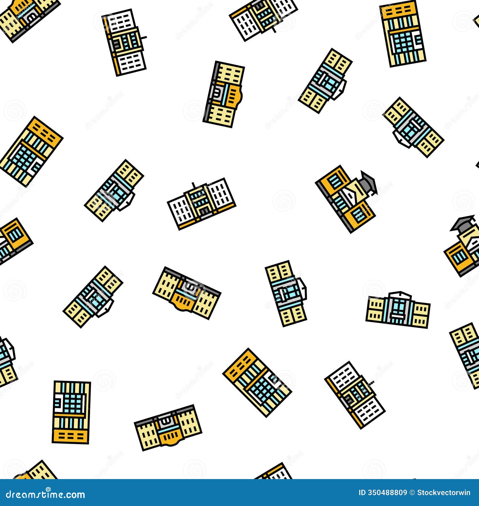 Building School Exterior Modern Seamless Pattern Vector Stock ...
