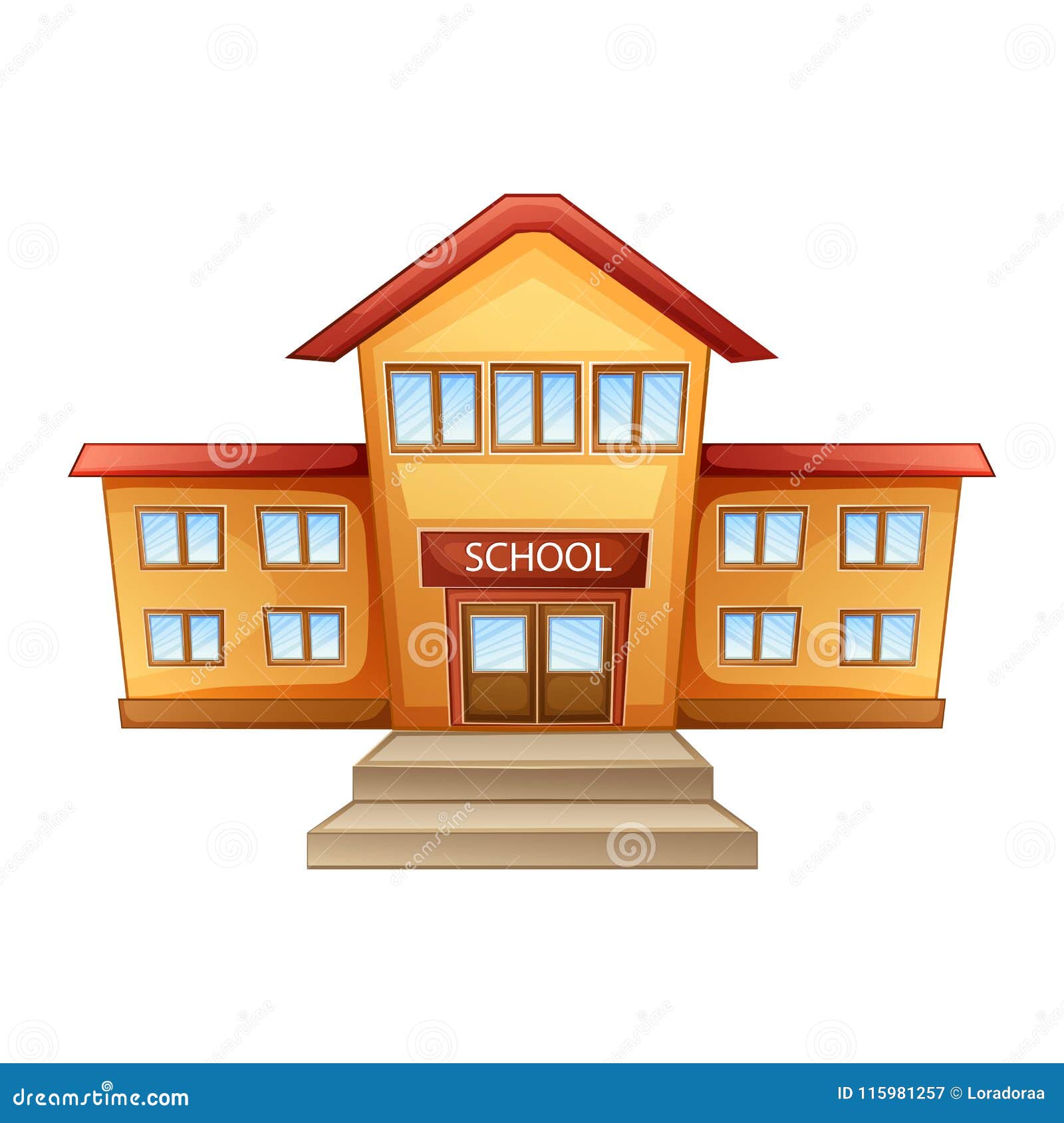 Building School Isolated on White Background Stock Illustration ...