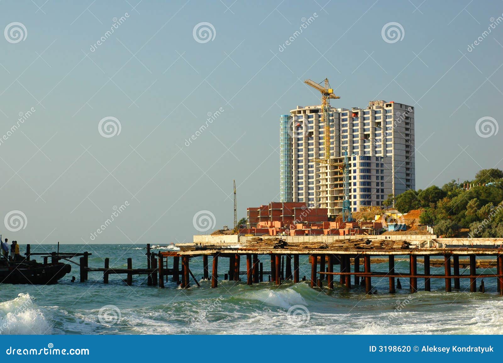 Building at sea stock photo. Image of cityscape, beach - 3198620