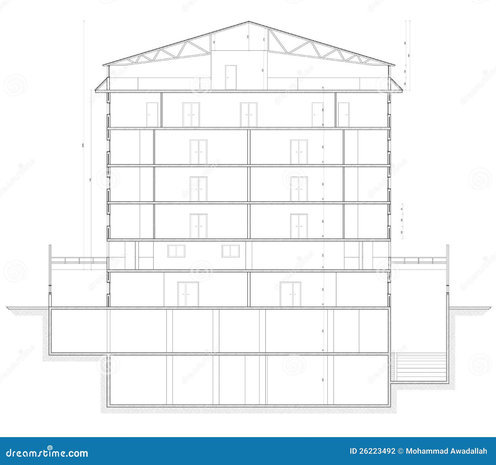 Building Section Plan stock vector. Illustration of parking - 26223492