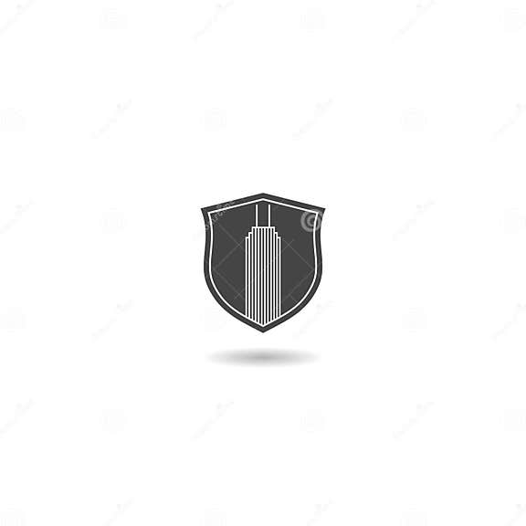 Building Security Icon Logo with Shadow Stock Vector - Illustration of ...