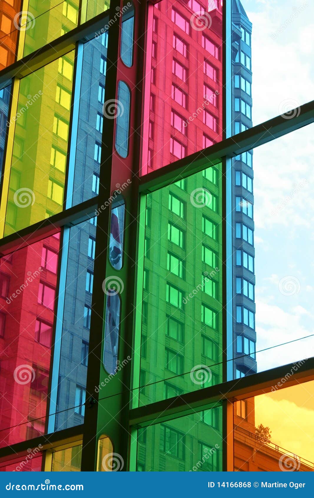 Building Seen through the Coloured Window Panes. Stock Photo - Image of ...