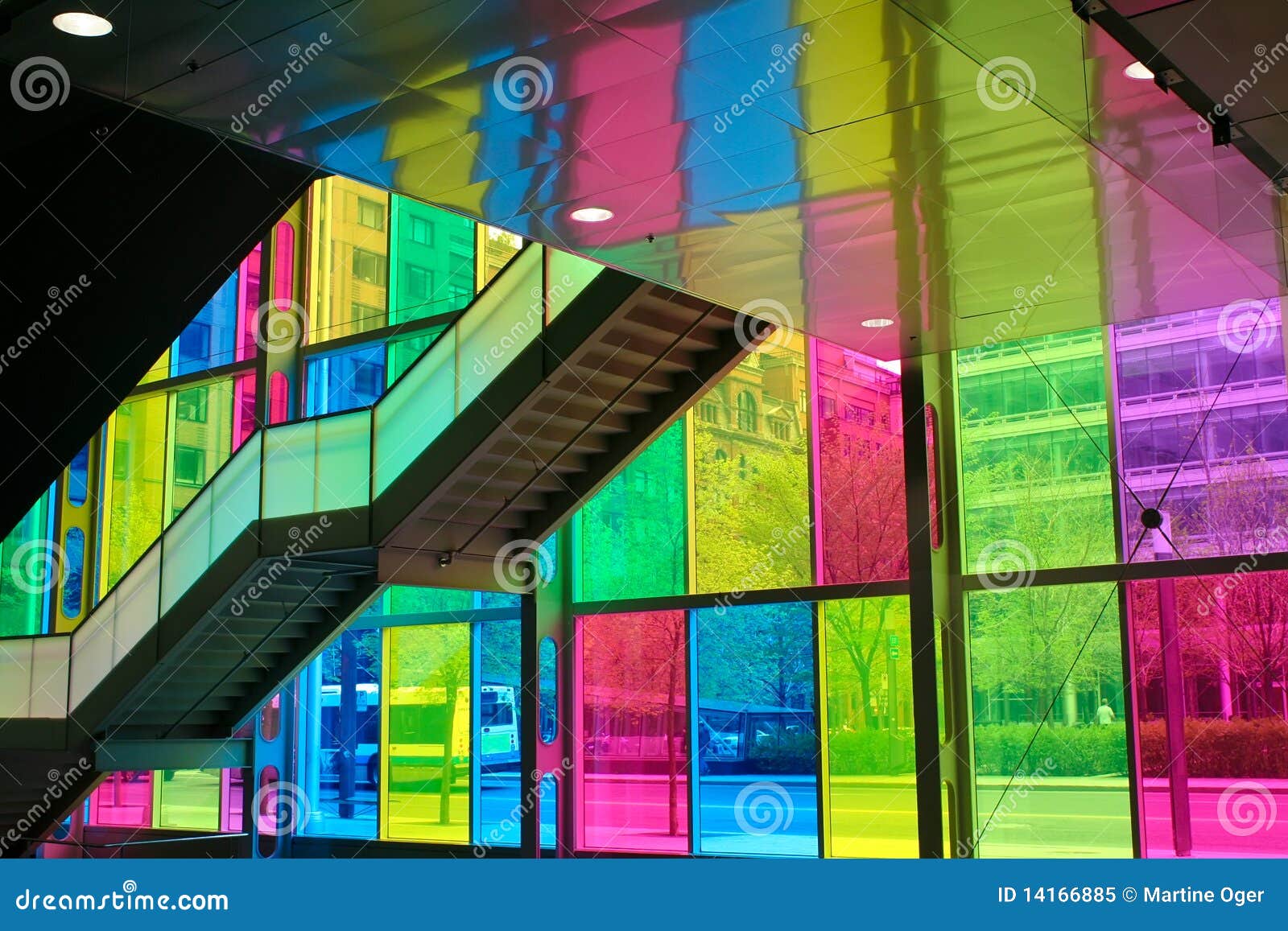 Building Seen through the Coloured Window Panes. Stock Image - Image of ...