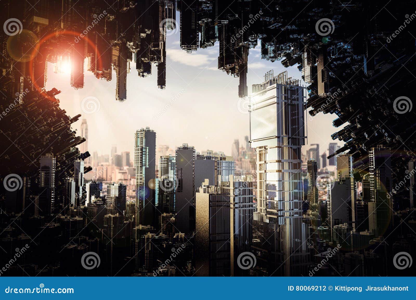 Building with Shining Light Stock Illustration - Illustration of ...