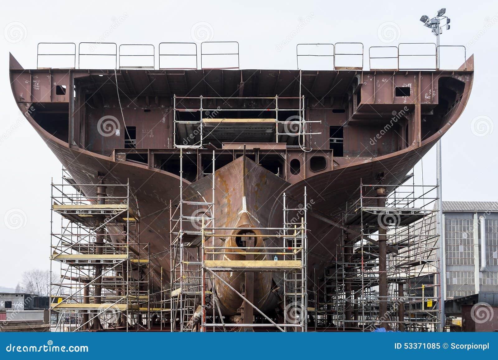 Building Ship in a Shipyard Stock Image - Image of metal, hull: 53371085