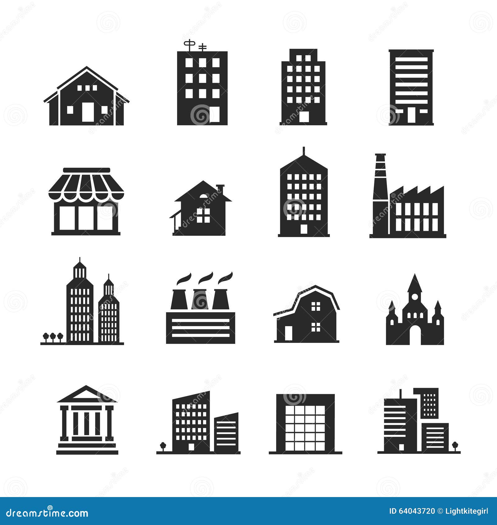 Building shop icon set stock vector. Illustration of design - 64043720