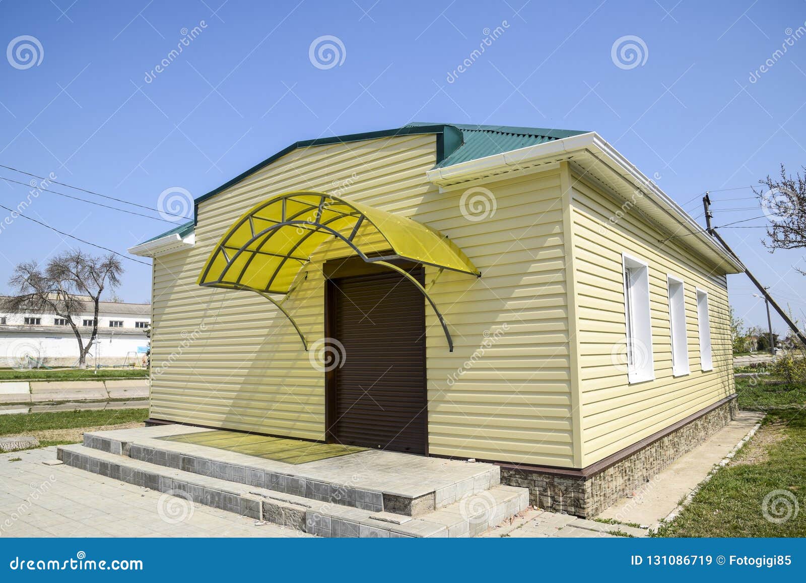 The Building Shop, Lined with Plastic Siding. Exterior Finish. Stock ...