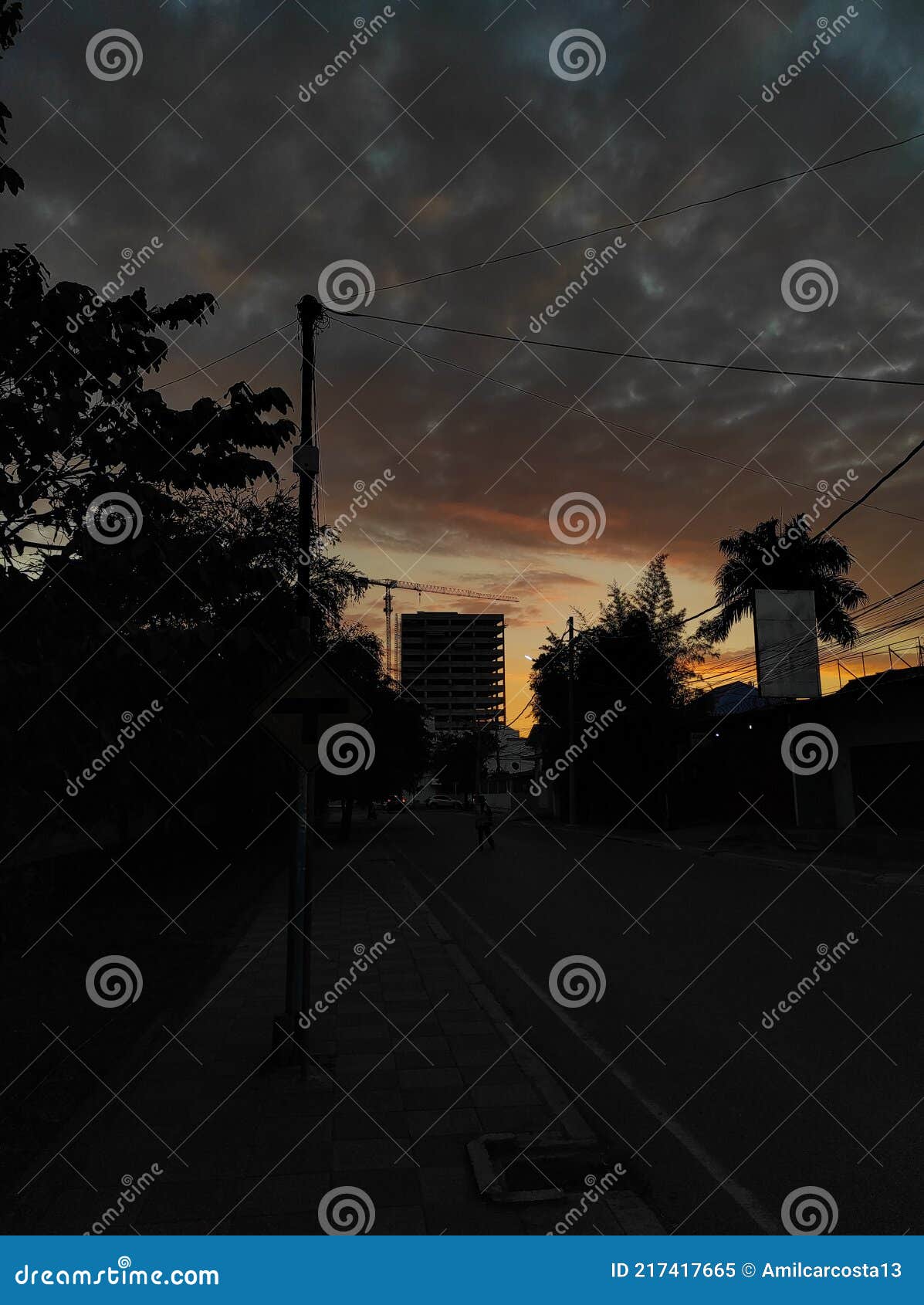 Building Silhouette during Sunset in Dili, Timor-Leste. Stock Image ...
