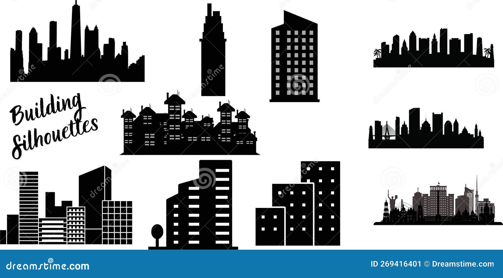 Building Silhouettes stock illustration. Illustration of office - 269416401