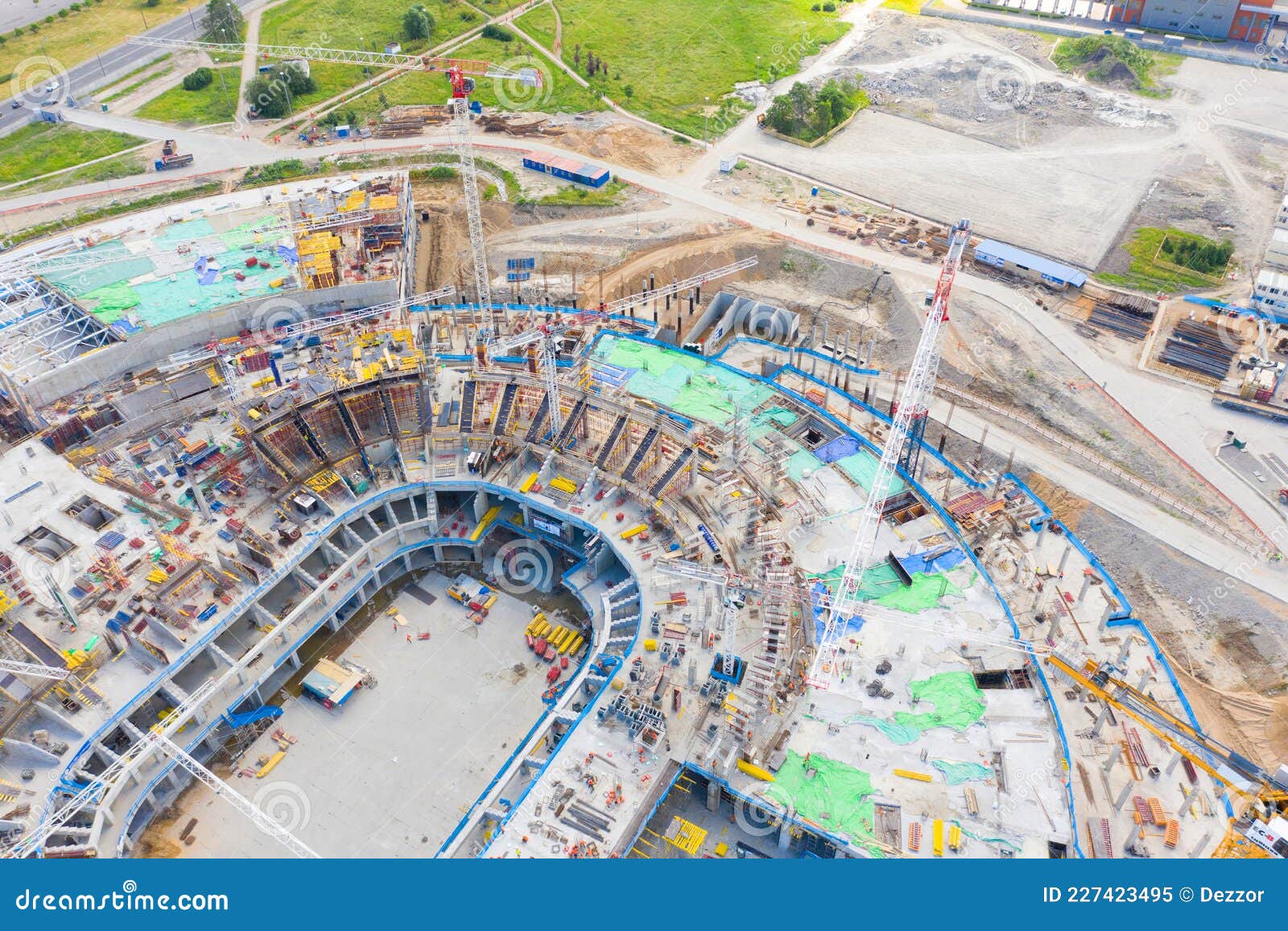 Building Site of the Arena Stadium, Aerial Top View Stock Image - Image ...