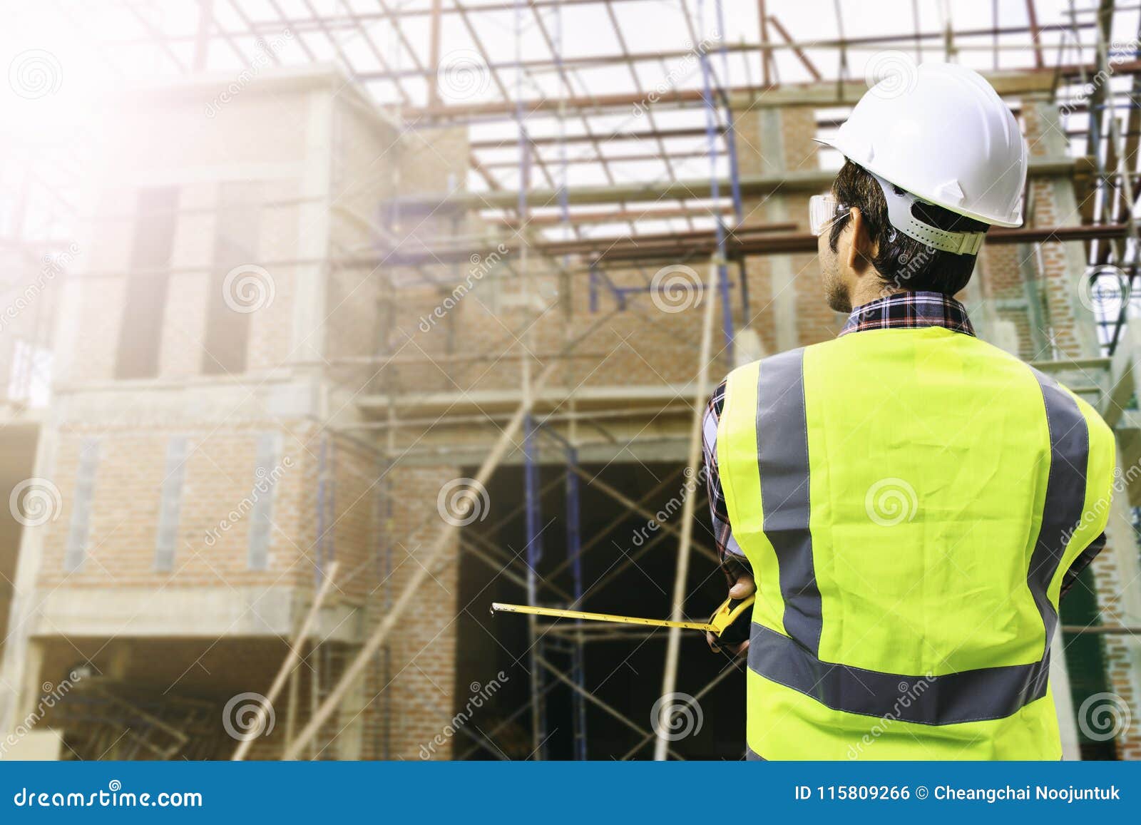 Building Site Of A House Under Construction. Corner Unfinished House ...
