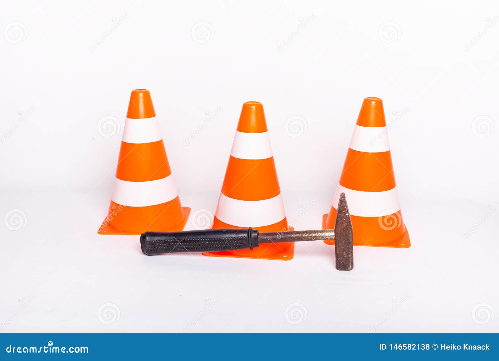 Orange Colored Cones Builder Construction Site Concept Stock Photo ...