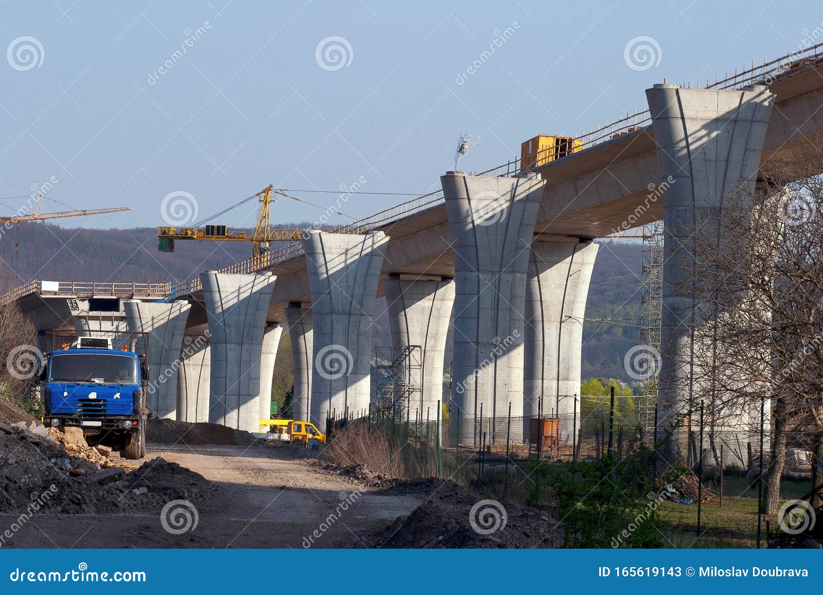 Building Site of Concrete Bridge Stock Image - Image of industry, crane ...