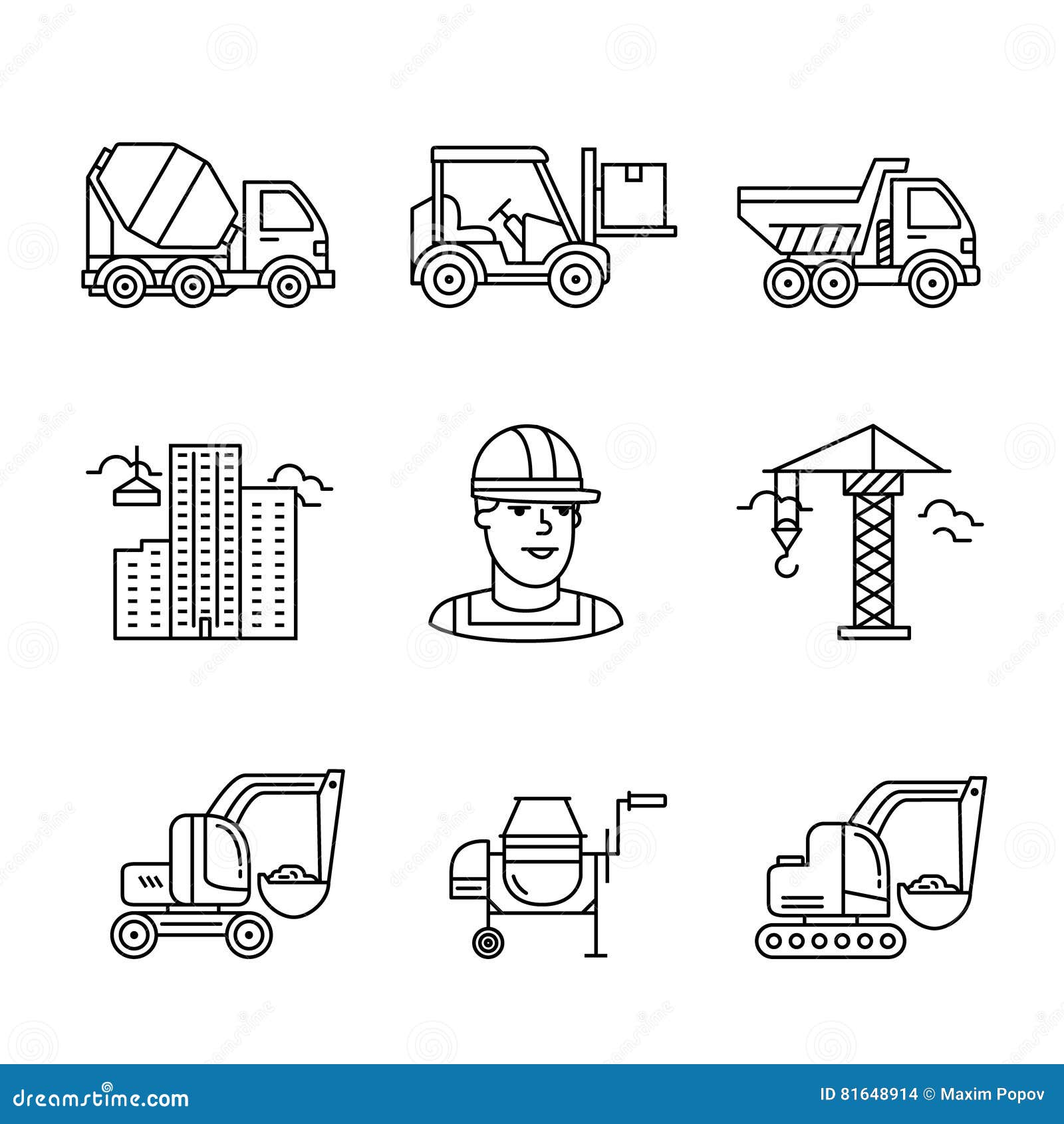 Building Site Engineering and Machinery Stock Vector - Illustration of ...