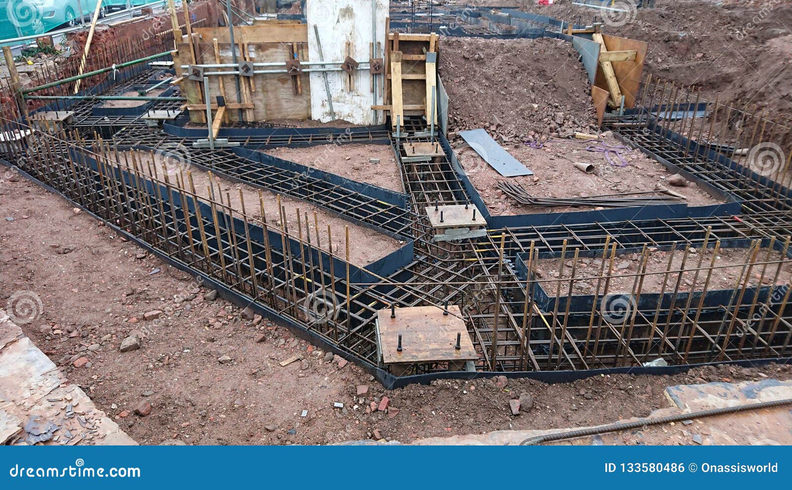 Building Site Foundations stock photo. Image of apartment - 133580486