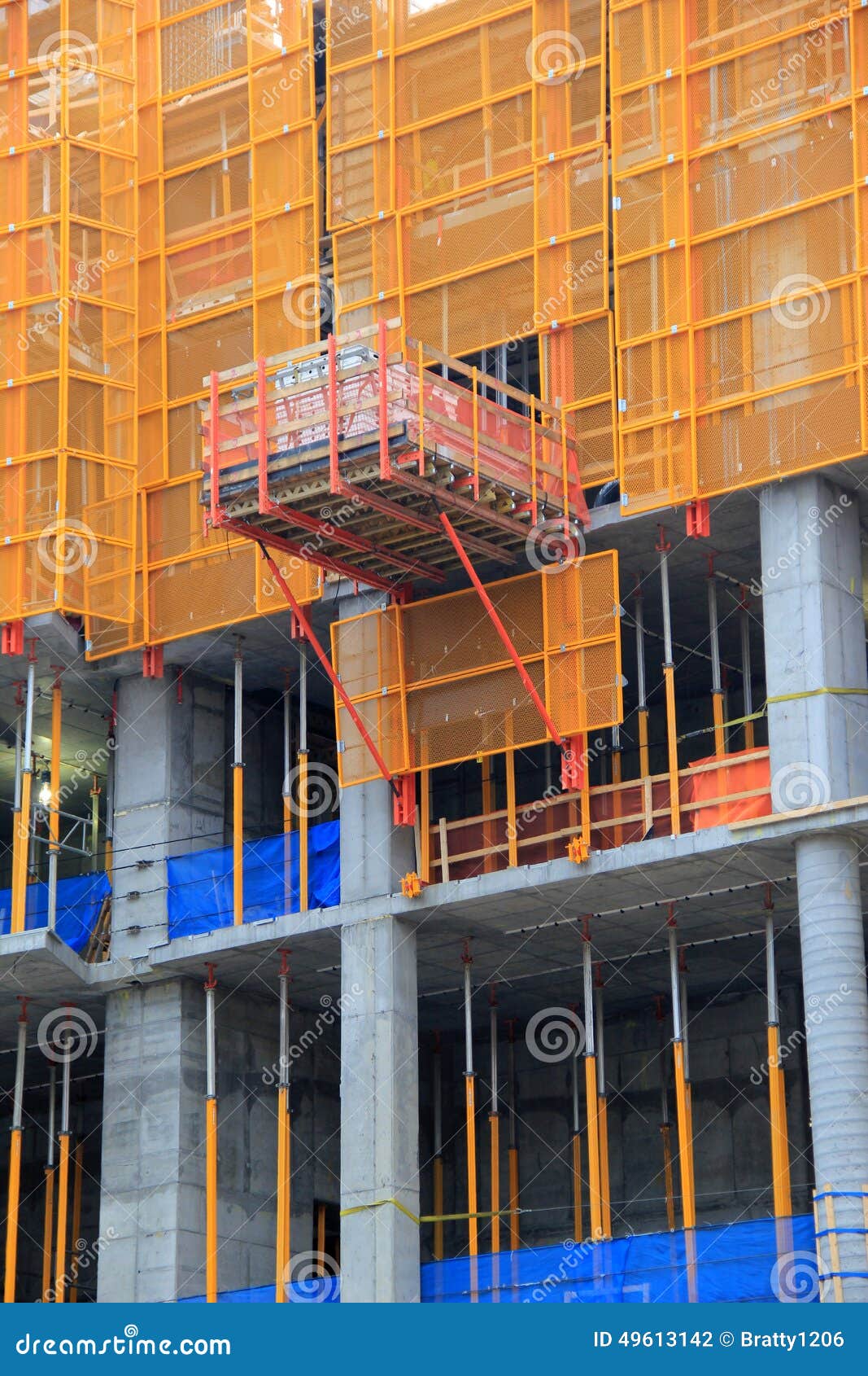 Building Site with Girders and Support System on Each Floor Under ...