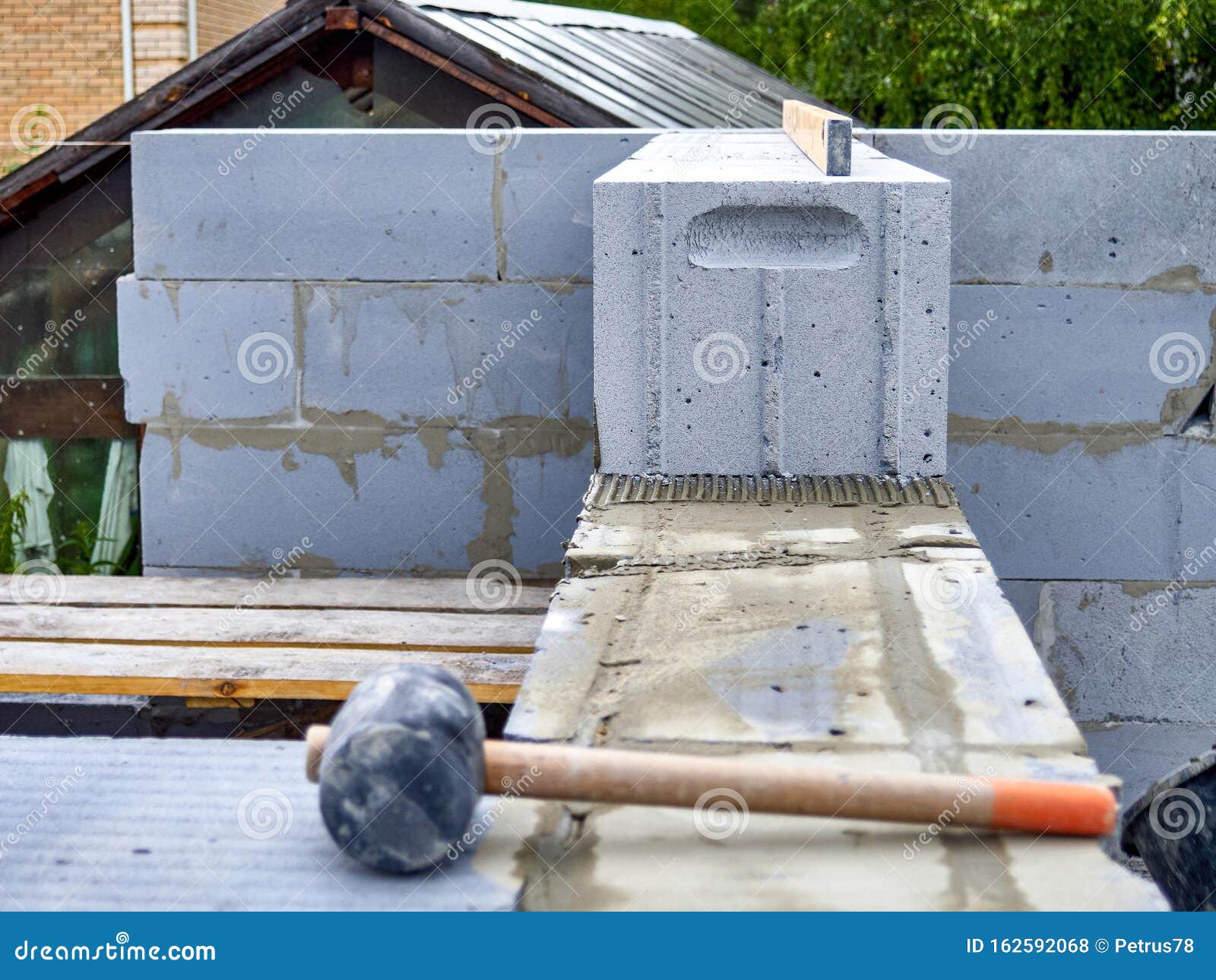 Building Site of a House Made of Blocks Colorful Stock Photo - Image of ...