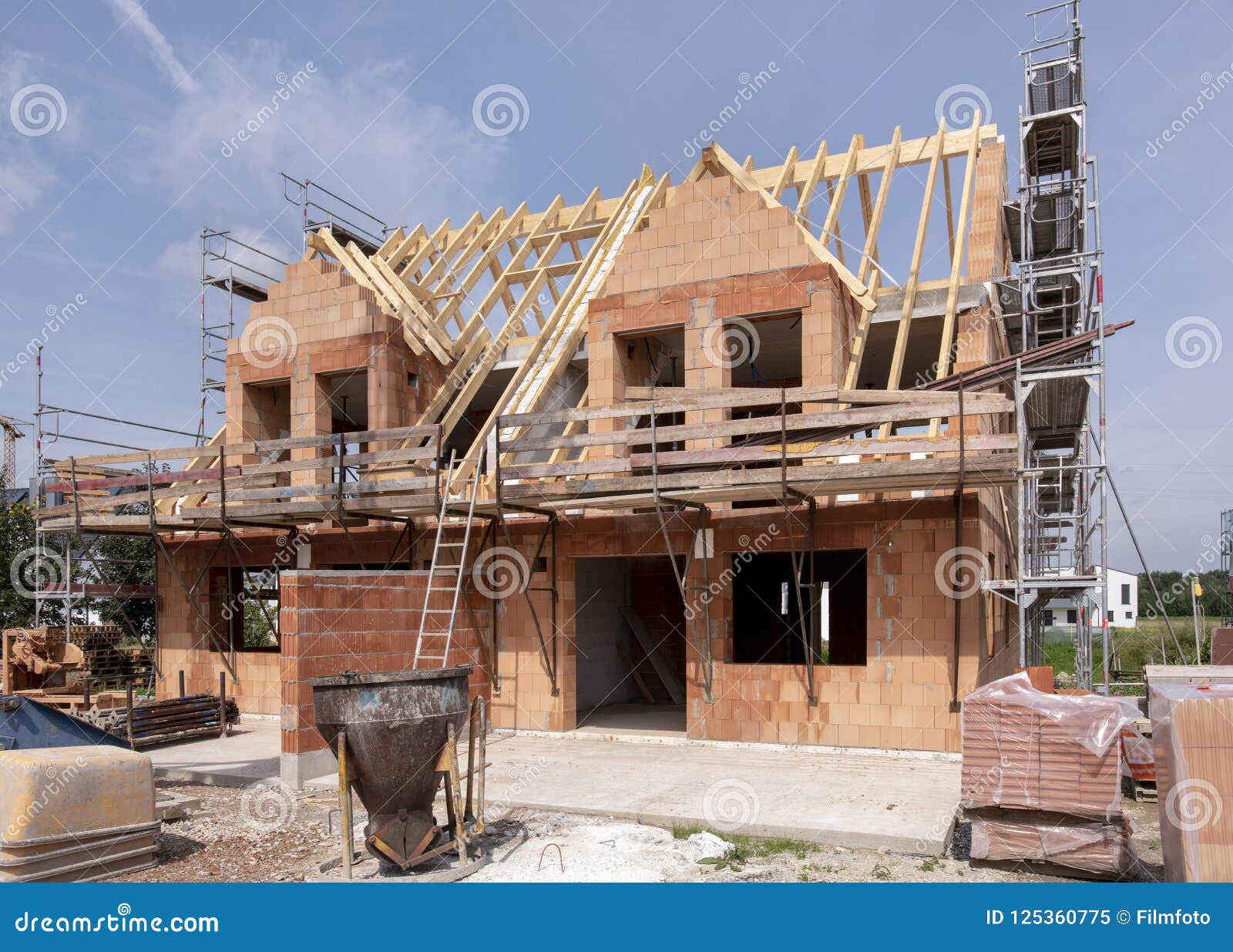 Construction Site of an New Built House Stock Image - Image of built ...