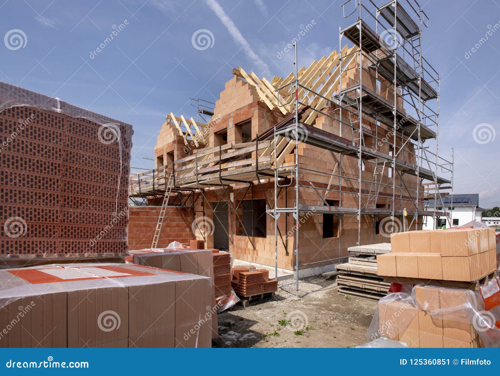 Construction Site of an New Built House Stock Image - Image of frame ...
