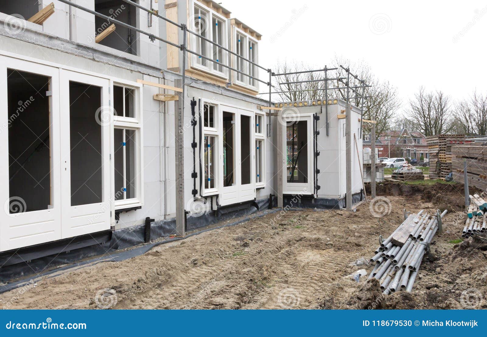 Building Site with House Under Construction Stock Photo - Image of ...
