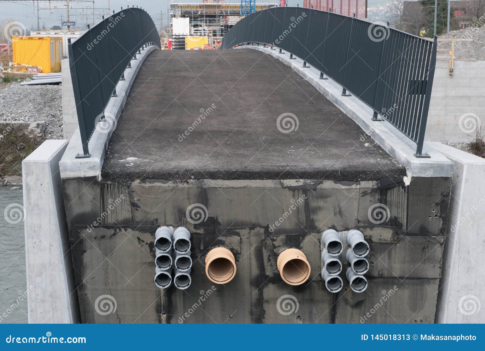 Building Site for New Bridge Over the Motorway with Integrated Pipe ...