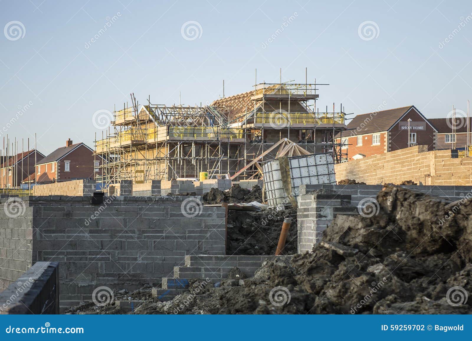 Building Site with New Homes Stock Photo - Image of homes, economy ...