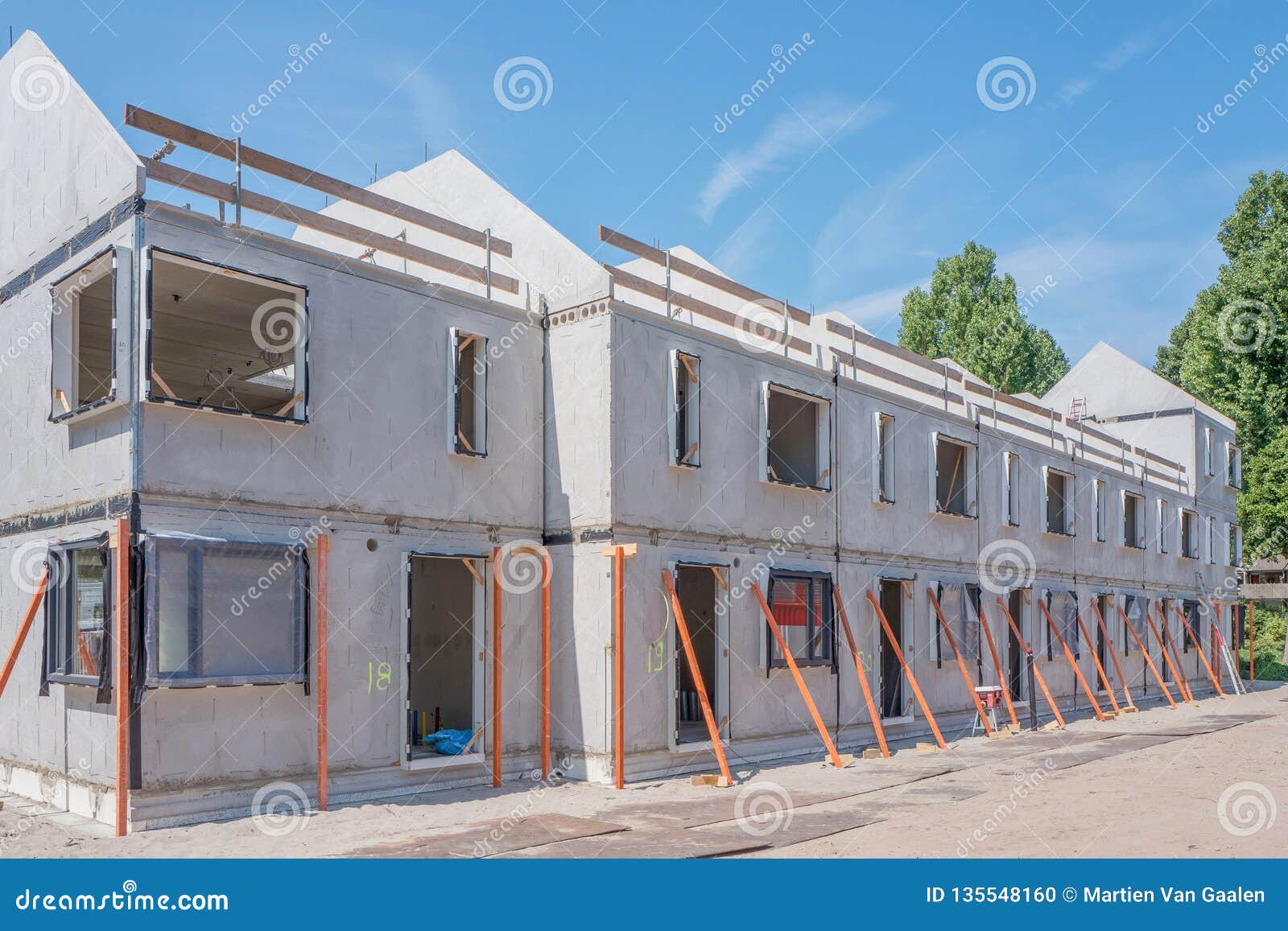 Building Site with Rows of Houses Under Construction Stock Photo ...