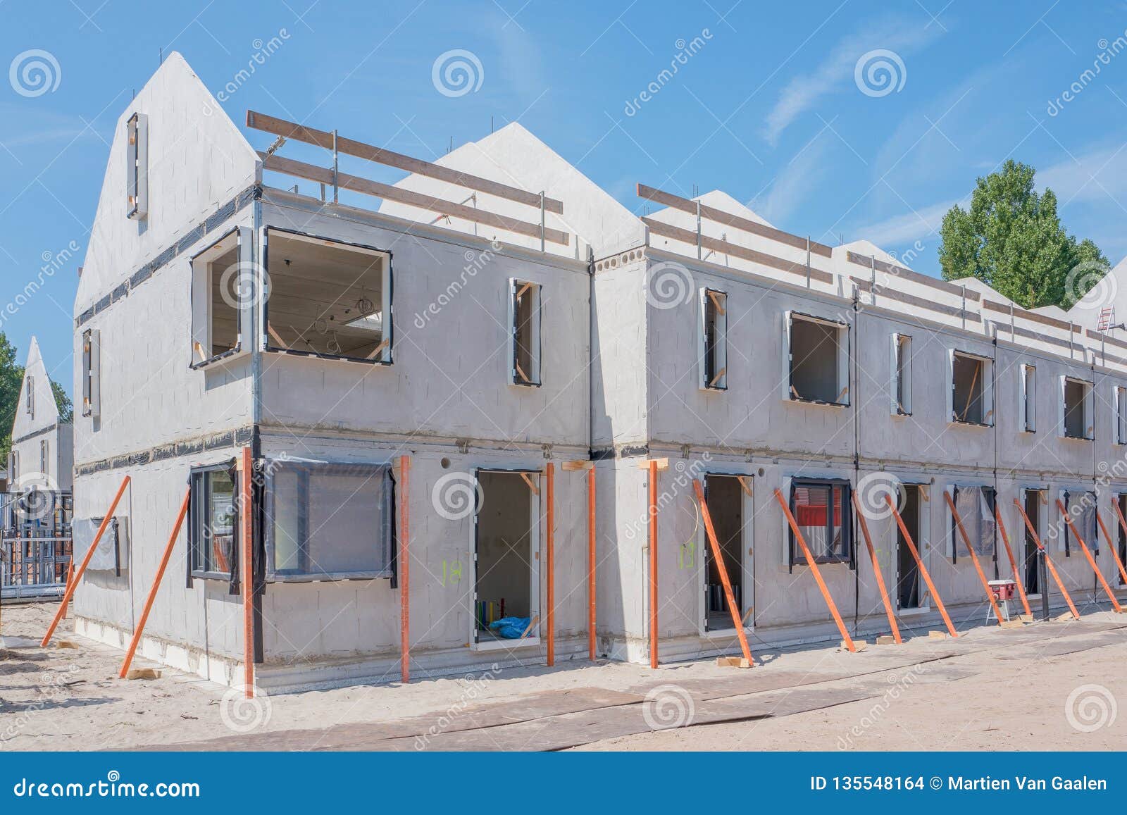 Building Site with Rows of Houses Under Construction Stock Photo ...