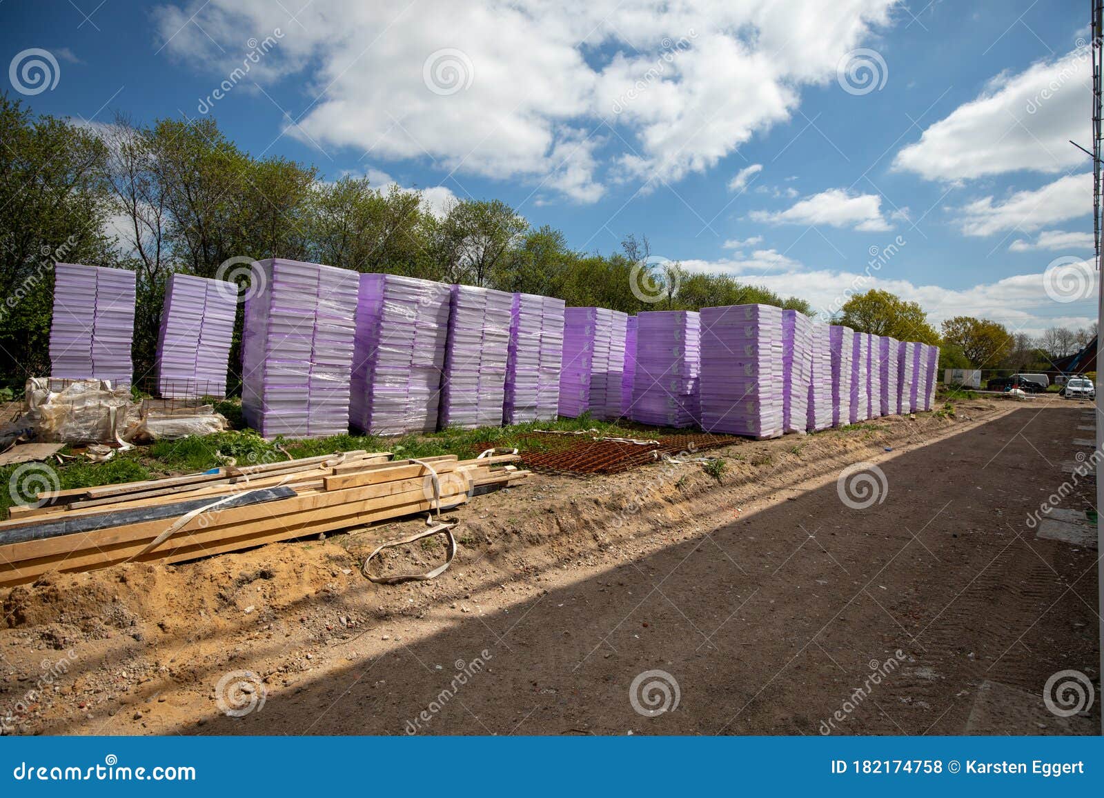 A Building Site There are Many Stacks of Insulation Material Stock ...