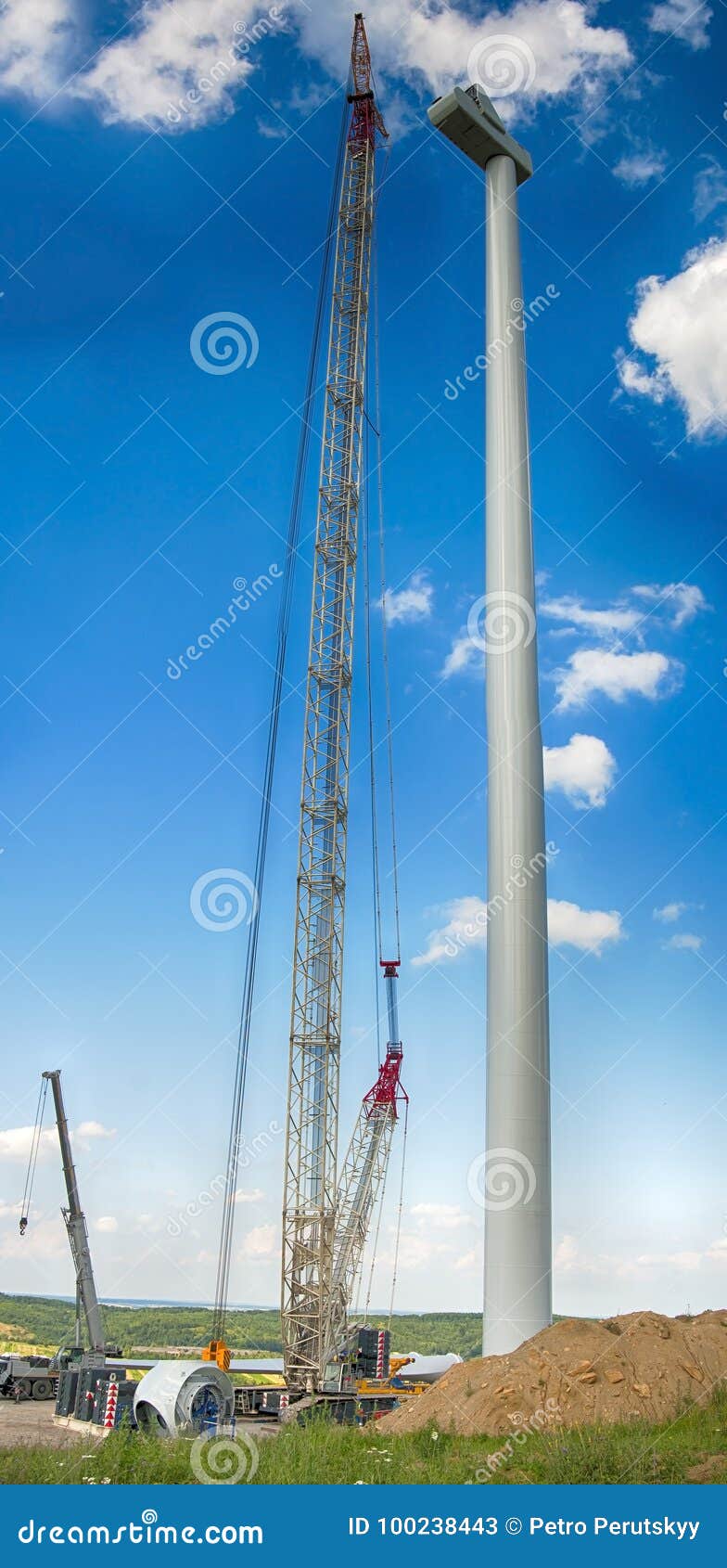 Building wind turbines stock image. Image of farm, turbine - 100238443