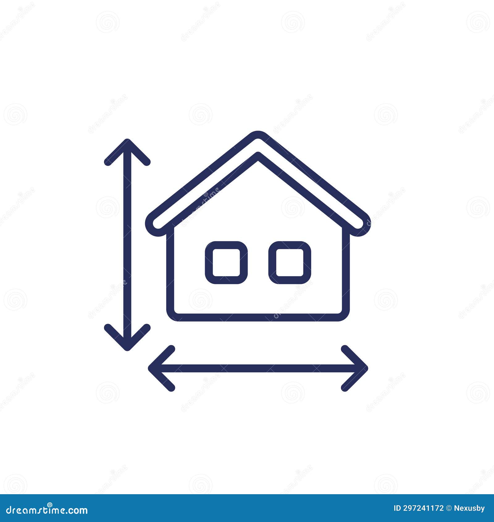 Building Size Line Icon with a House Stock Vector - Illustration of ...