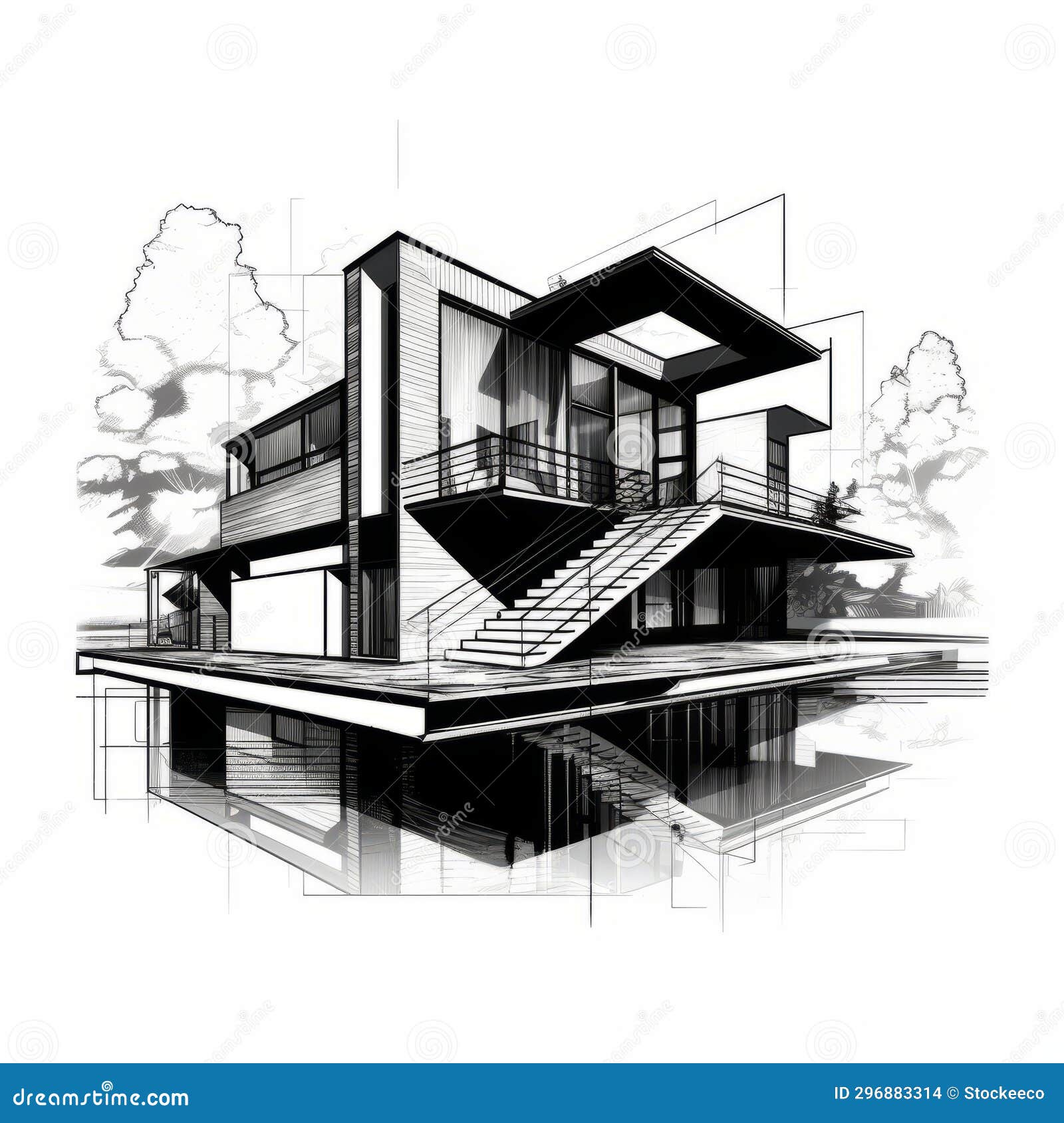 Modernism Vector: Black and White Architectural Design with ...