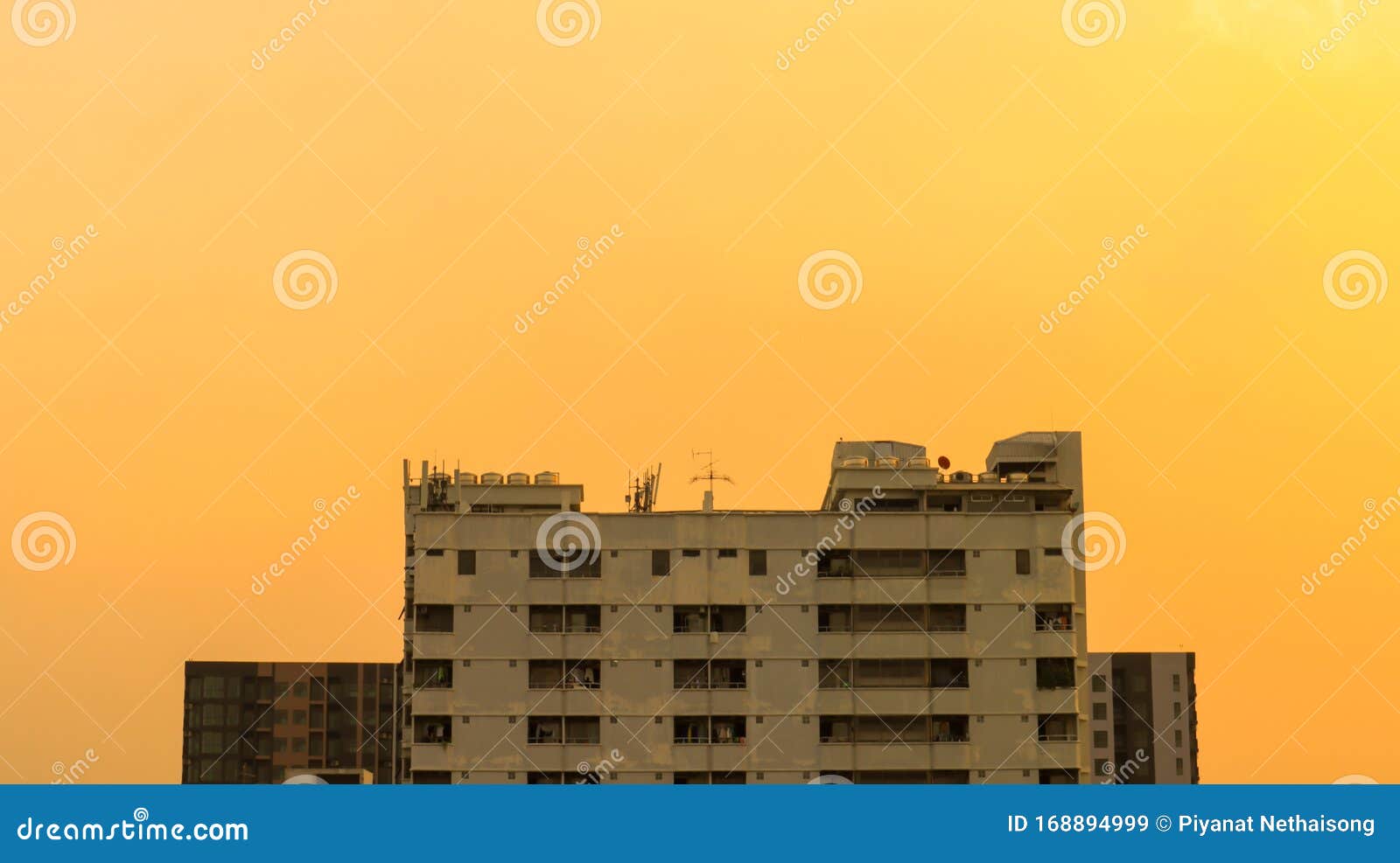 Building and Sky with Sunset Stock Image - Image of light, design ...