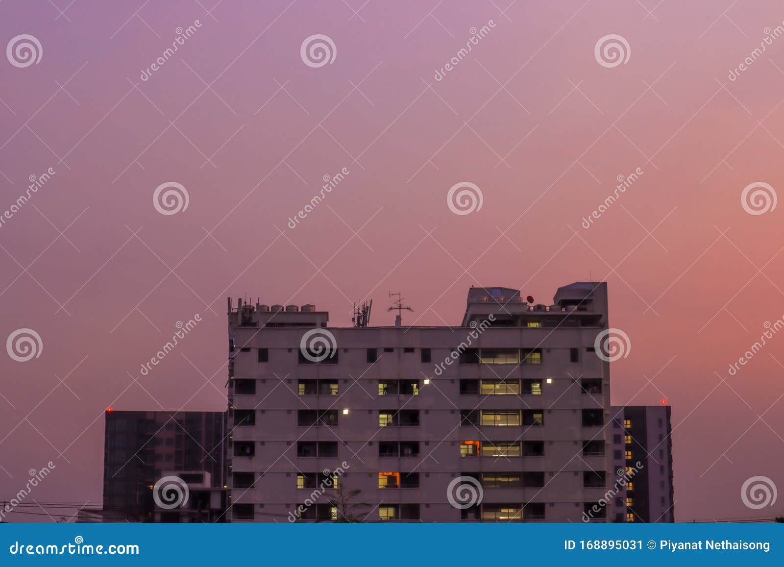 Building and Sky with Sunset Stock Image - Image of skyscraper, city ...