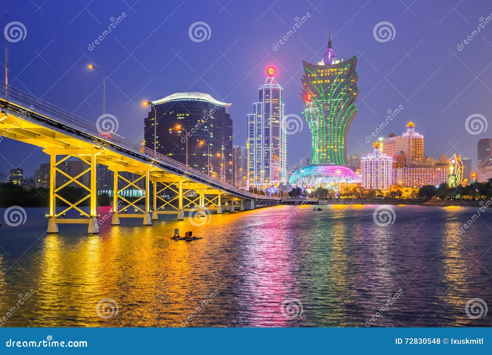 Building and the Skyline of Macau City at Night Stock Photo - Image of ...