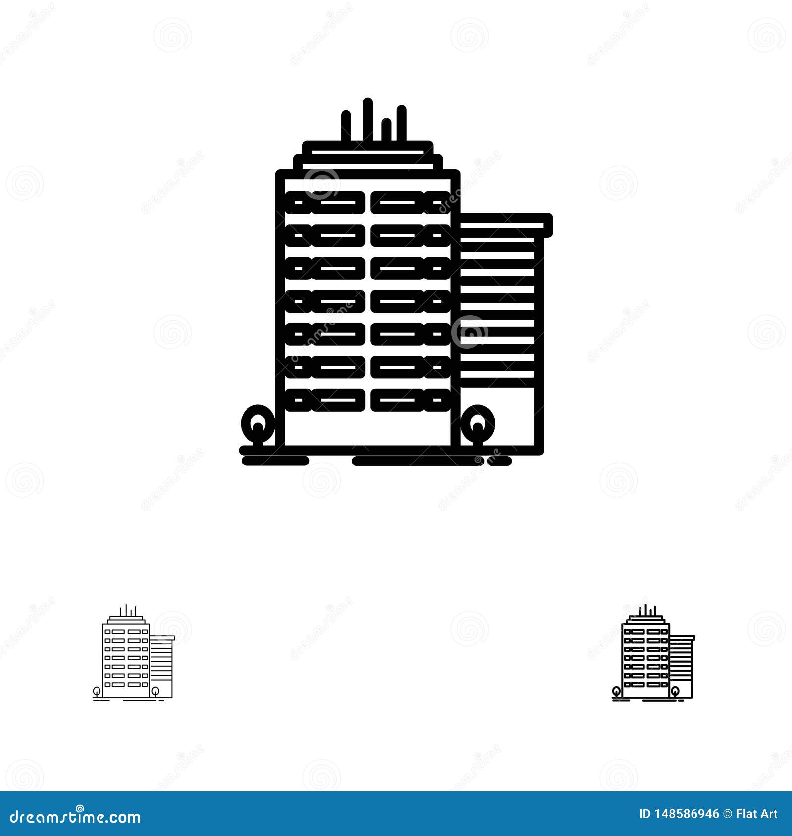 Building, Skyscraper, Office, Top Bold and Thin Black Line Icon Set ...