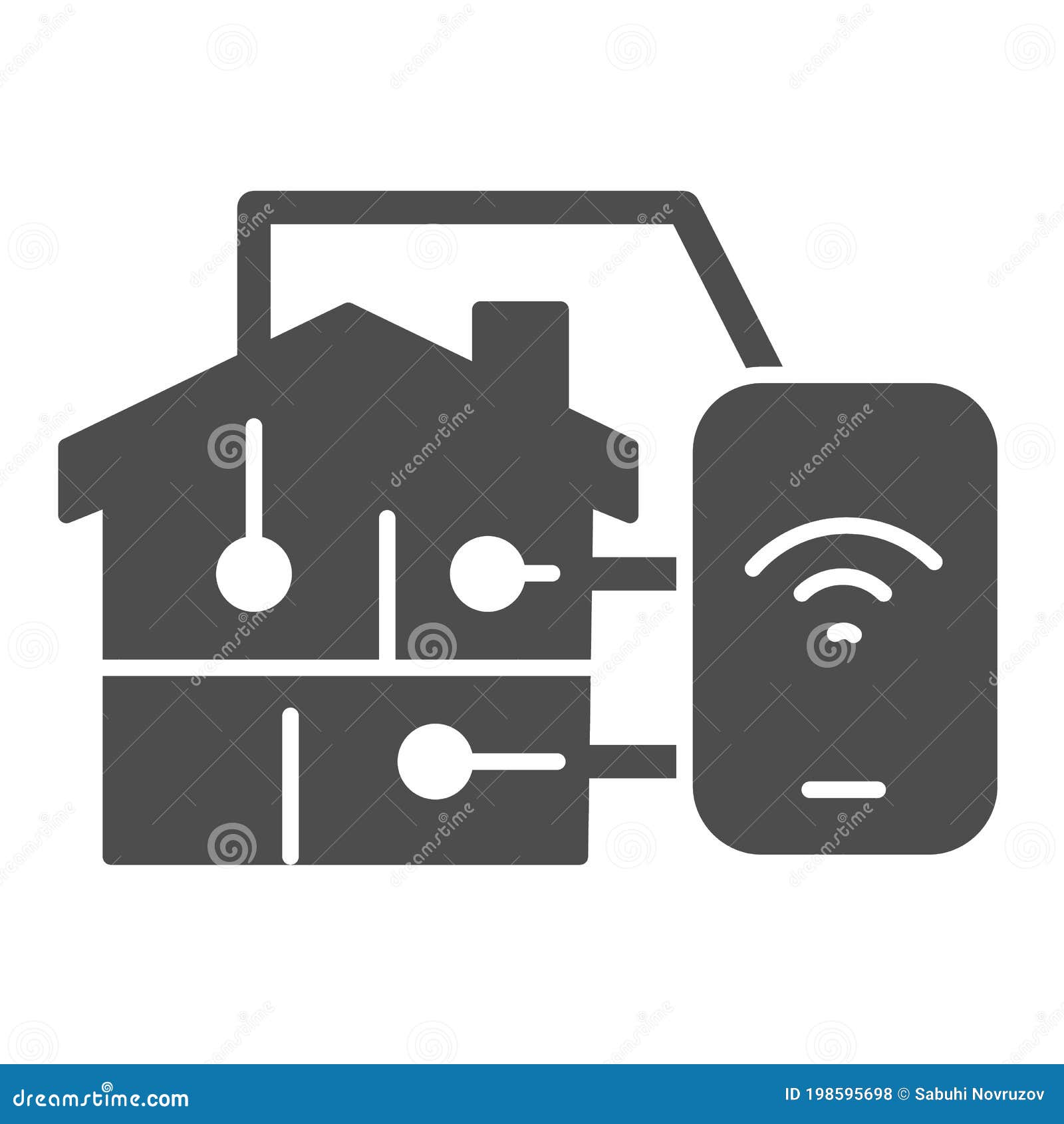 Building and Smartphone with Connections Solid Icon, Smart Home Symbol ...