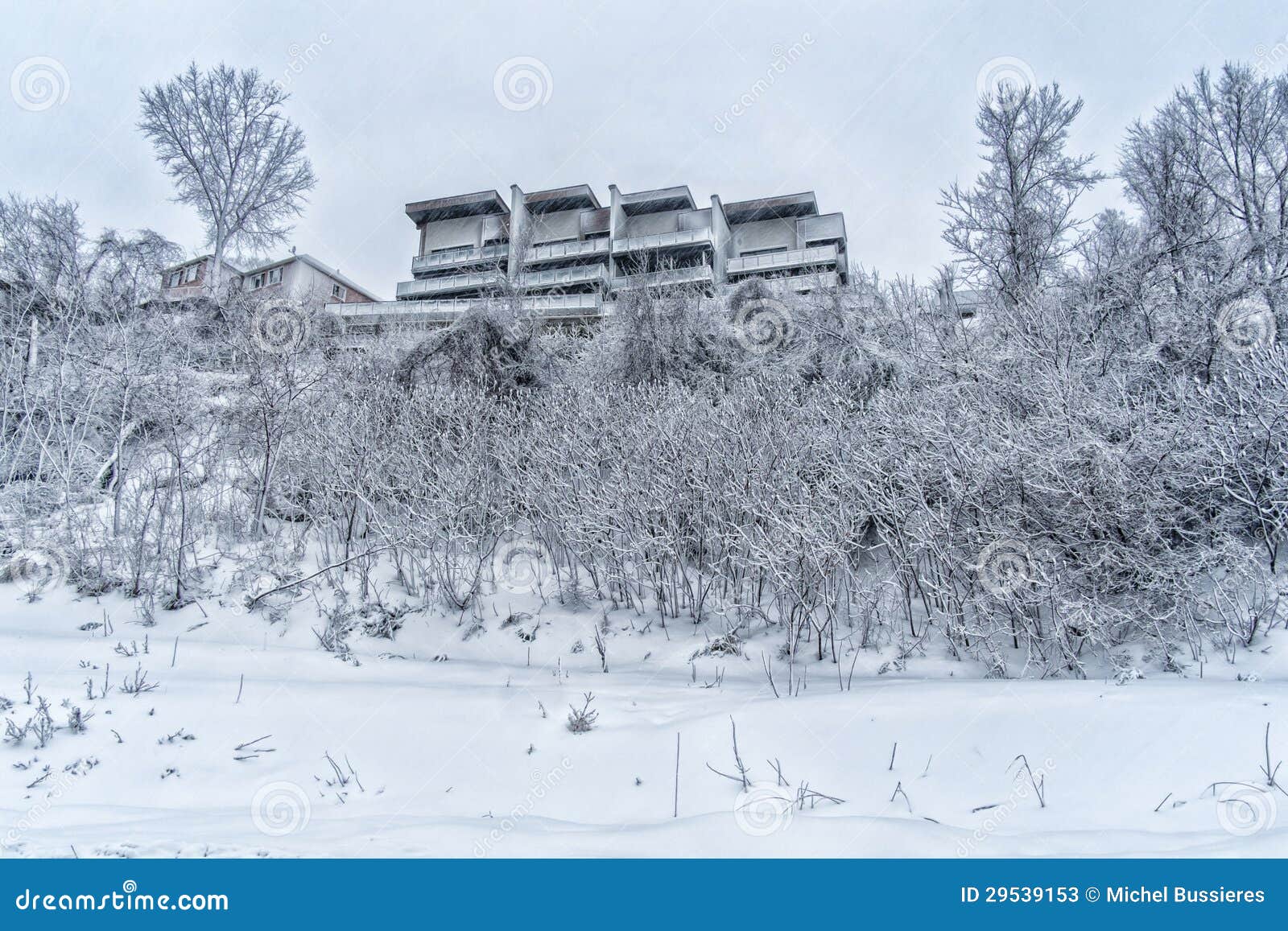 Building on a snowy day stock image. Image of winter - 29539153