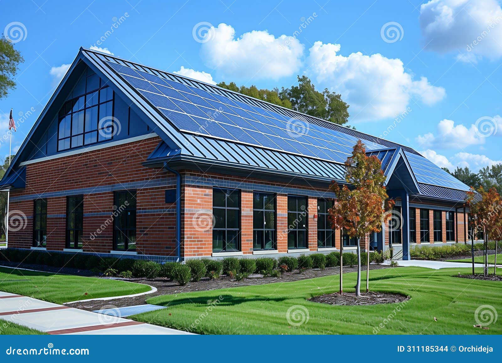 A Building with a Solar Panel on the Roof, Utilizing the Suns Energy ...