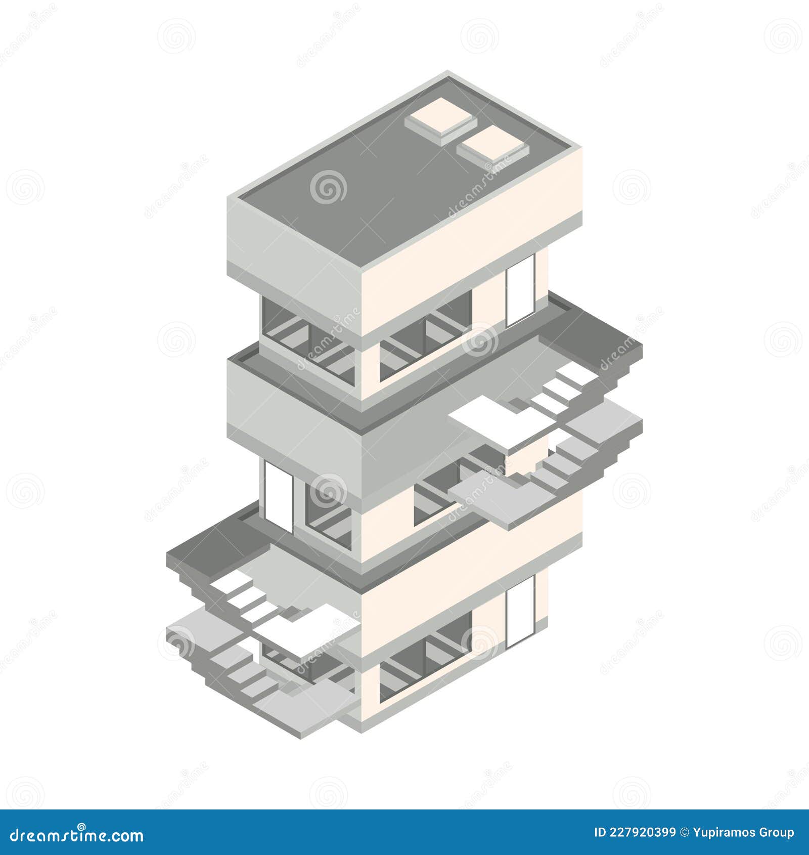 Building Stairs Exterior Cartoon Vector | CartoonDealer.com #227920399