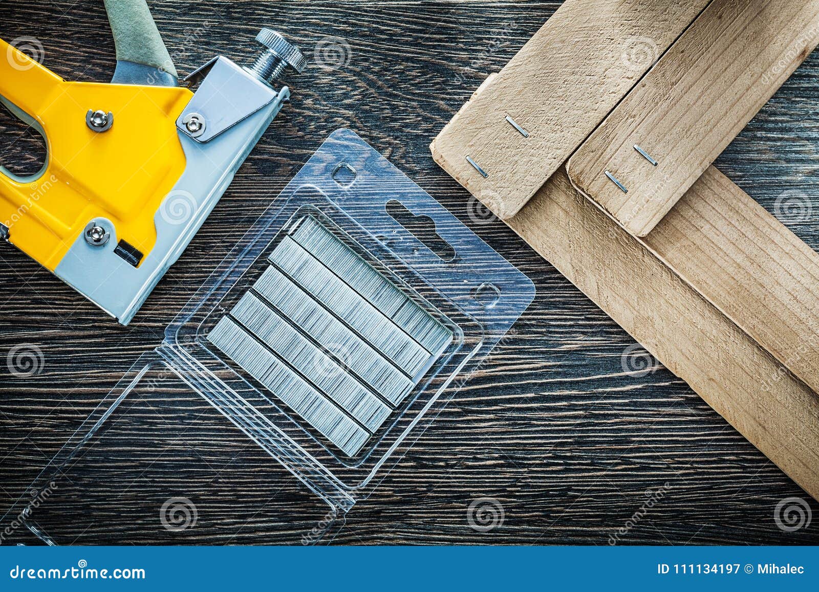 Building Stapler Gun Staples Wooden Planks Stock Image - Image of ...
