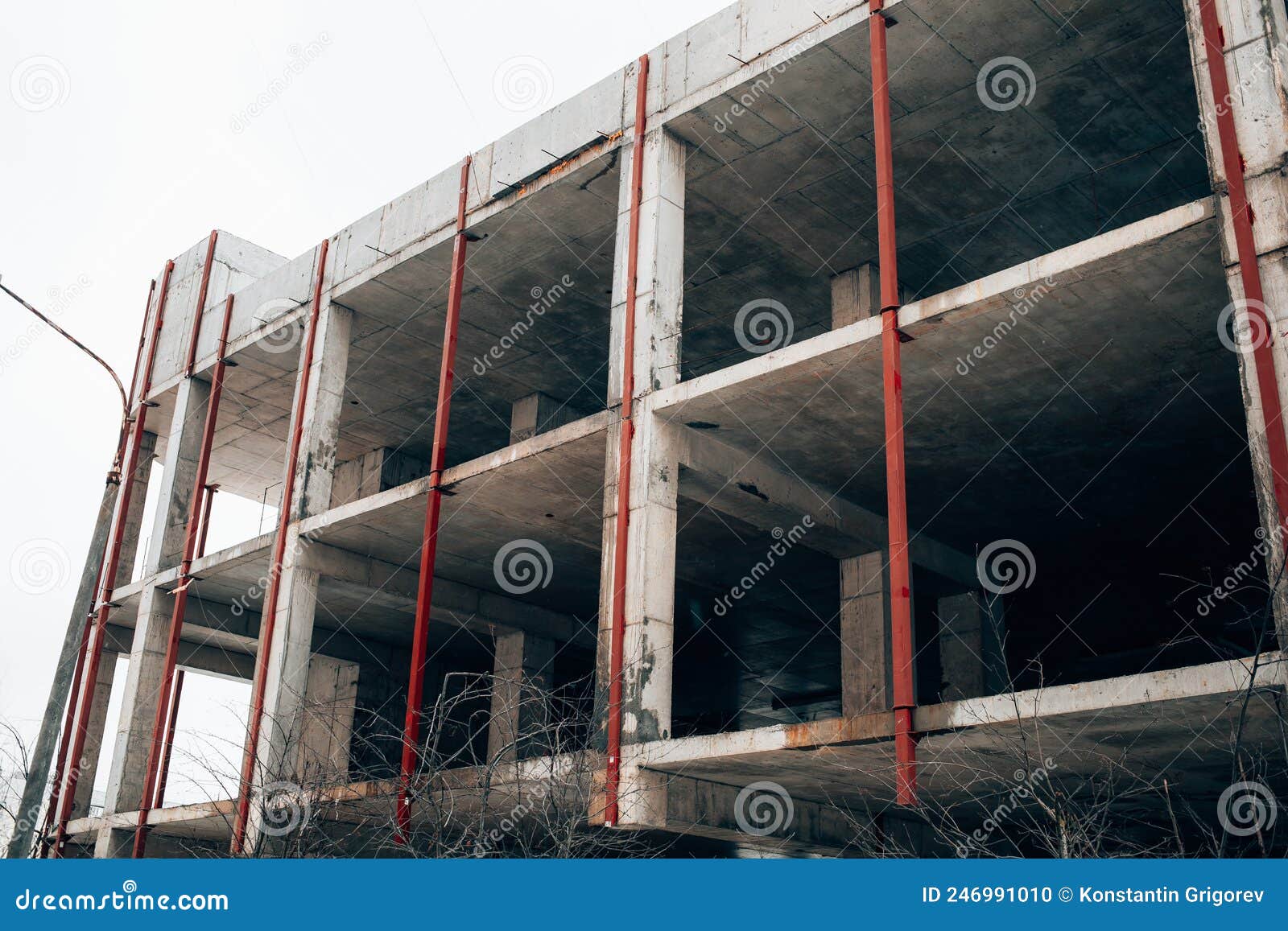 Building Steel Frame with Cement Pillars is Under Construction Stock ...