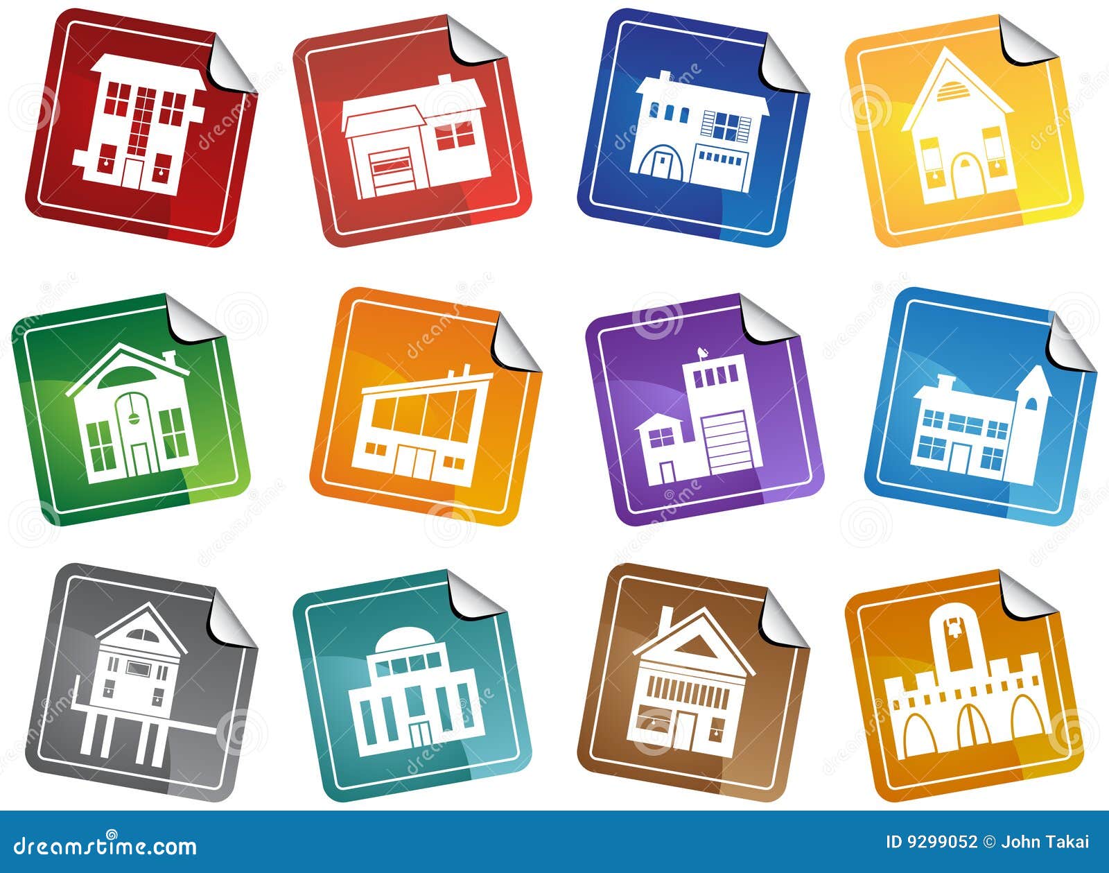 Building Sticker Buttons stock vector. Illustration of website - 9299052