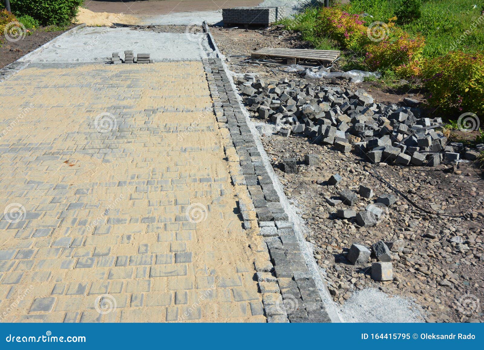 Building Stone Pathway Construction Outdoors Stock Image - Image of ...
