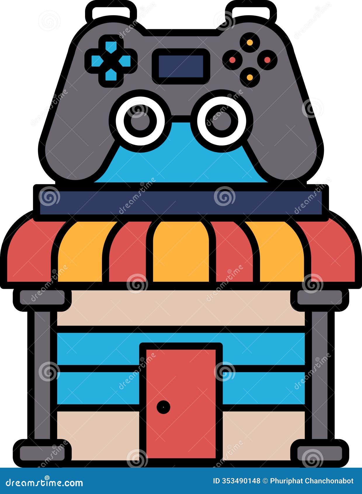 The Building is a Store for Video Games Stock Vector - Illustration of ...