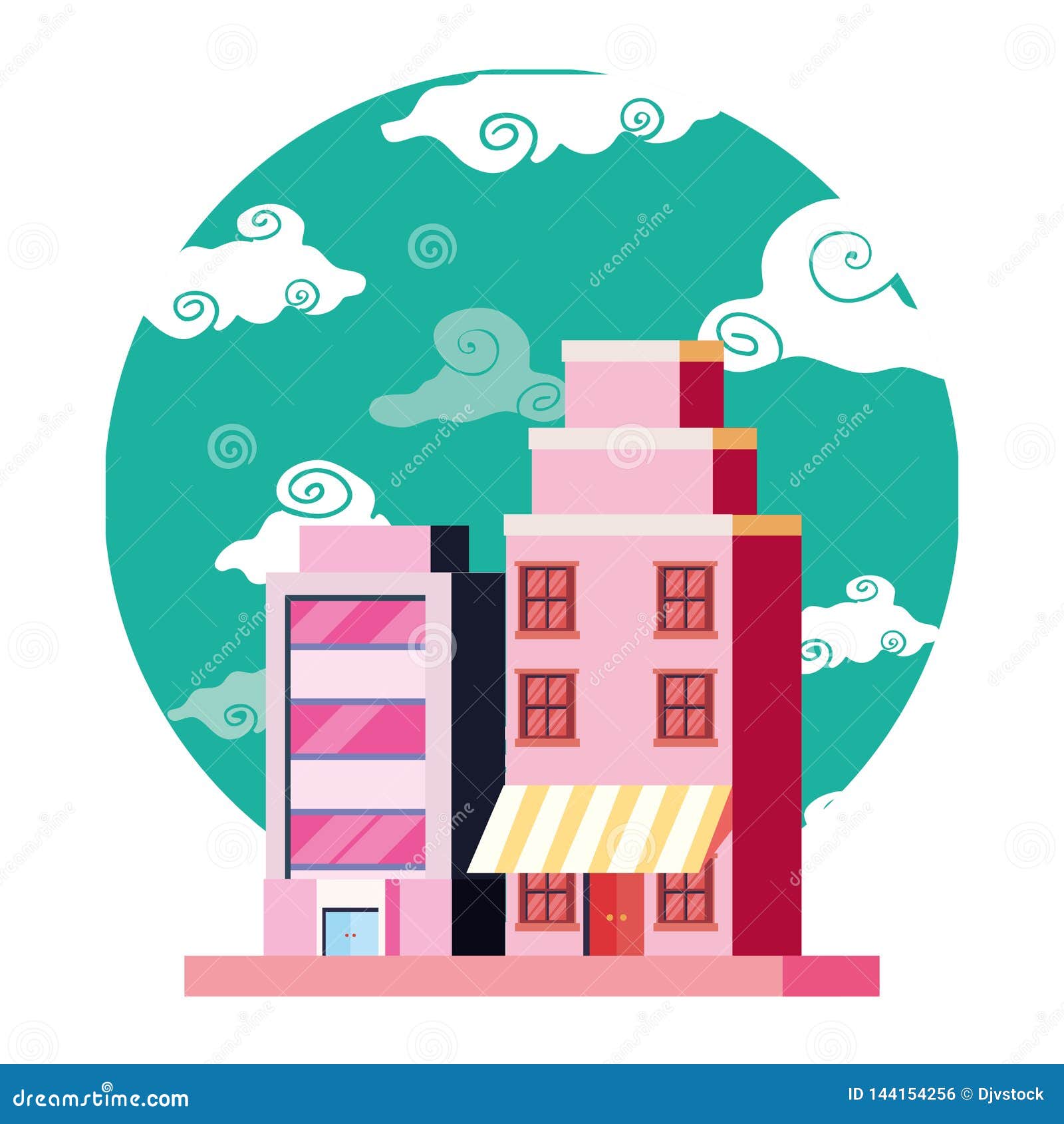Building with Storefront on the First Floor Stock Illustration ...