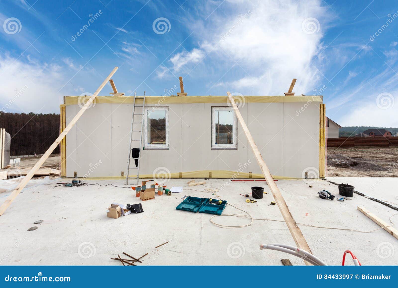 Building a Structural Insulated Panels Frame House Stock Image - Image ...