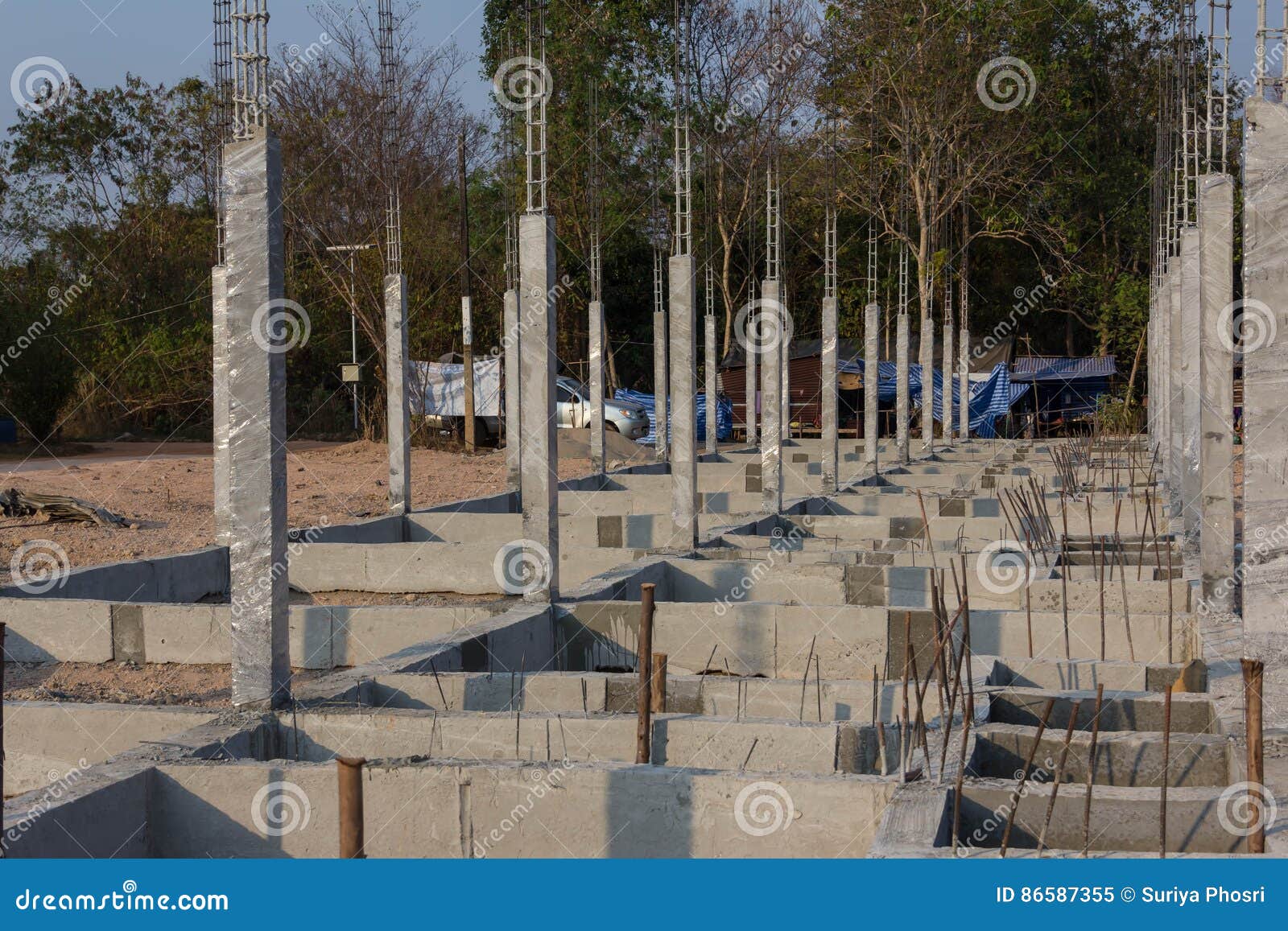 Building Structure of the Building Concrete Piles Stock Image - Image ...