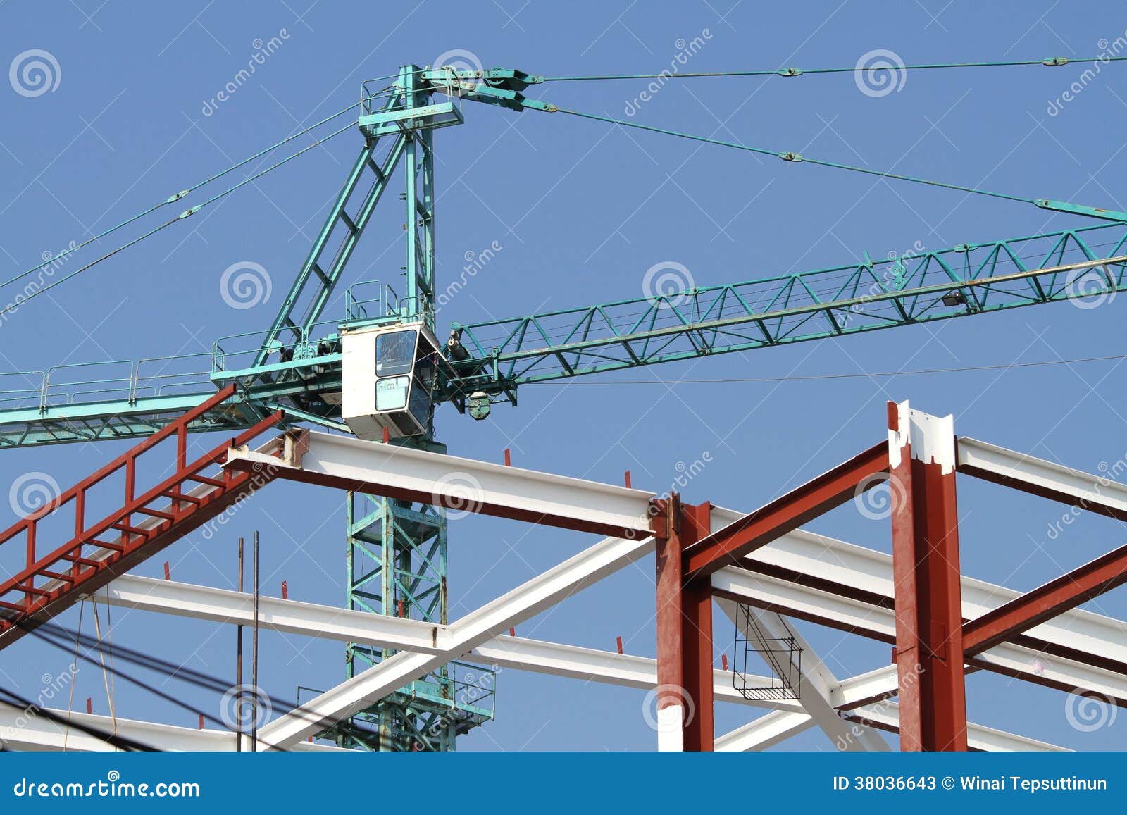Building Structure and Hoist Crane Stock Image - Image of architecture ...